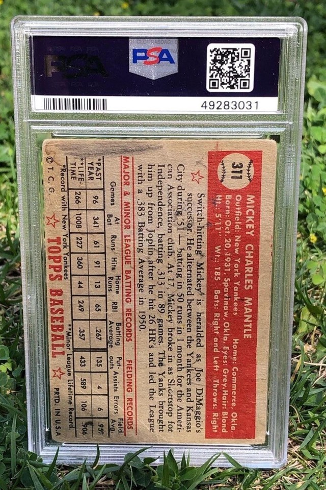 1952 TOPPS #311 MICKEY MANTLE ROOKIE CARD PSA GRADED *Was In magazine ...