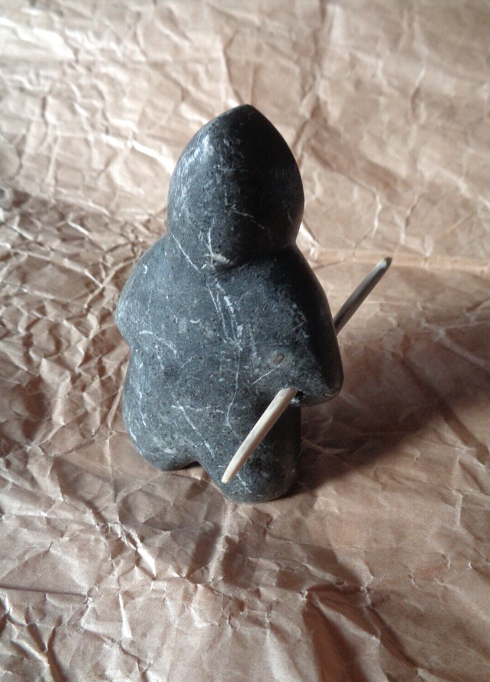 RARE Genuine Greenland Inuit Art Soapstone and Antler Sculpture (signed ...
