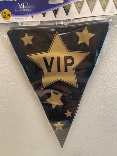 "VIP" Pennant Plastic Banner 10" x 12ft All-Weather Party/Birthday ...