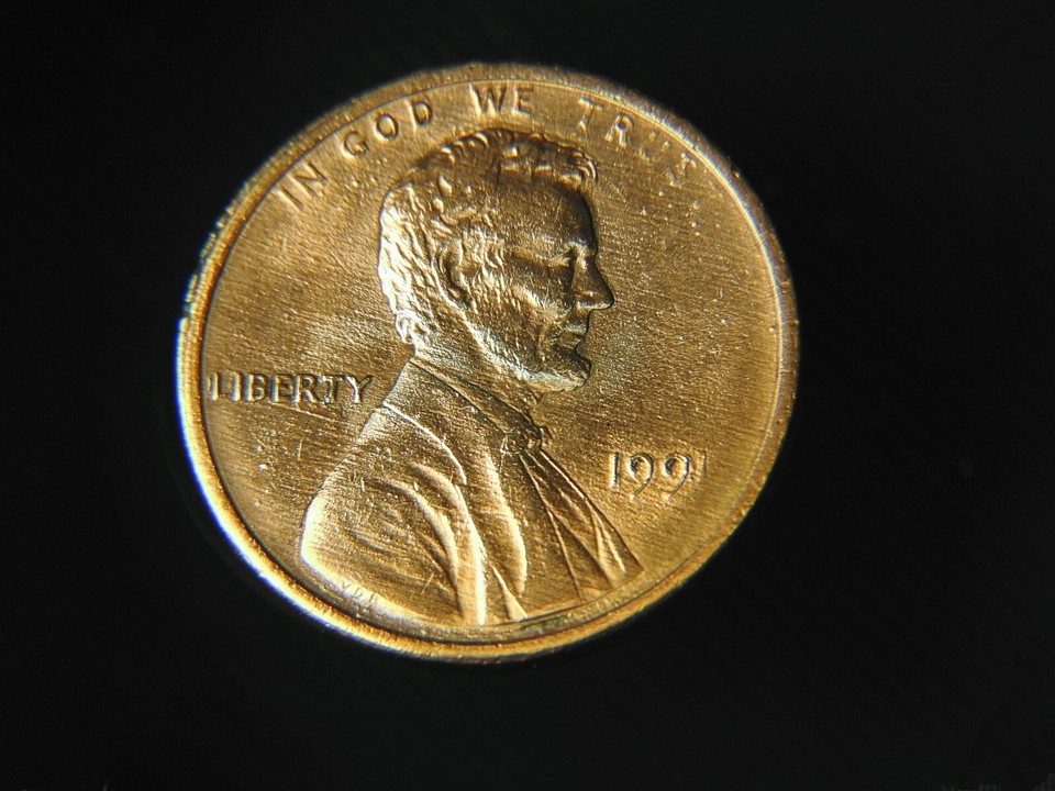 1991 Lincoln Memorial Cent, Ghost Date, Missing Last Number Error, 199x ...