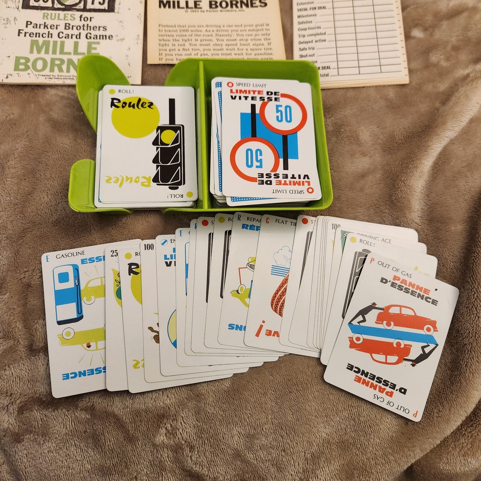 Vintage 1962 Mille Bornes French Card Game Race Car Theme, Cards in ...