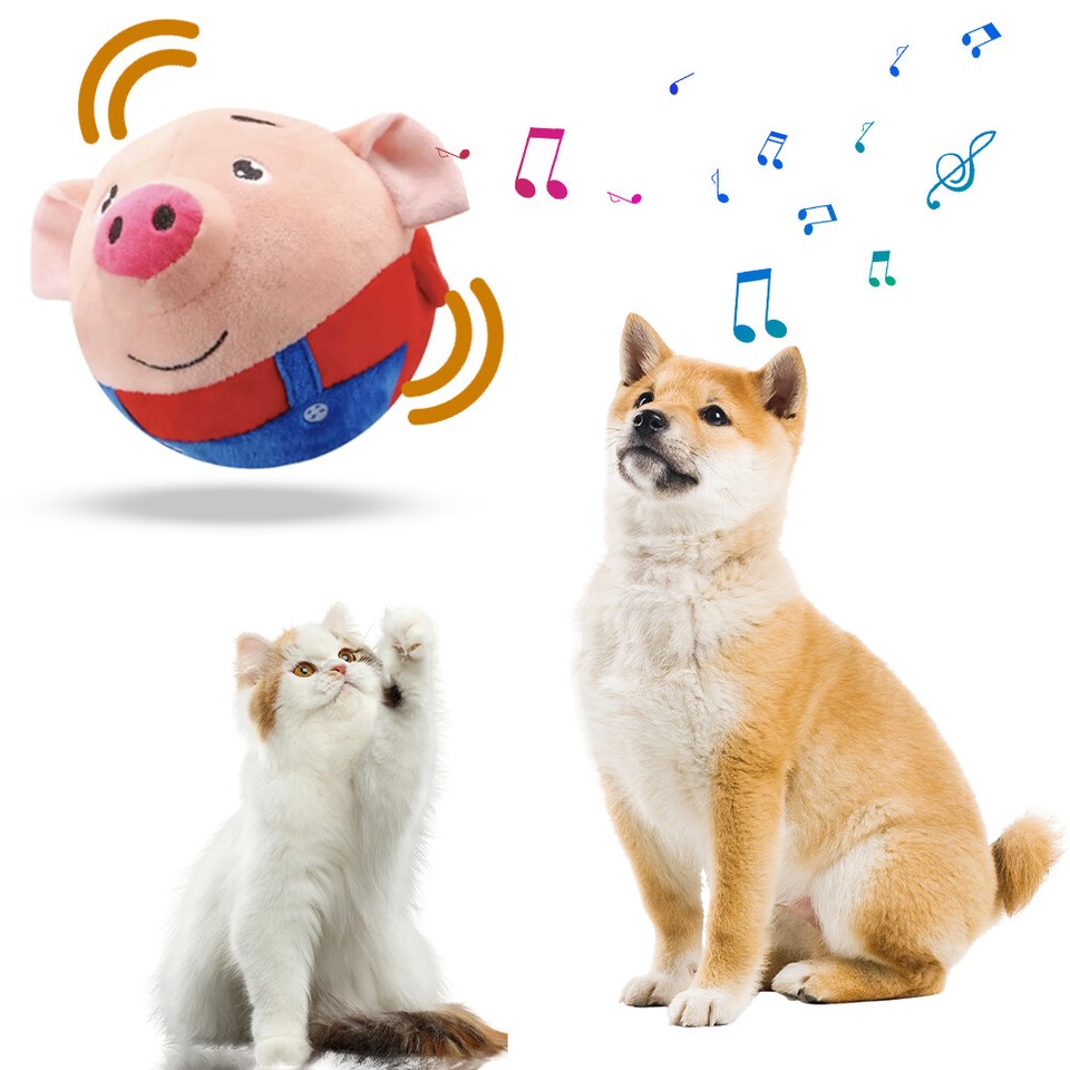 _ USB Rechargeable Dog Plush Toy Singing Talking Bouncing Jump Ball ...