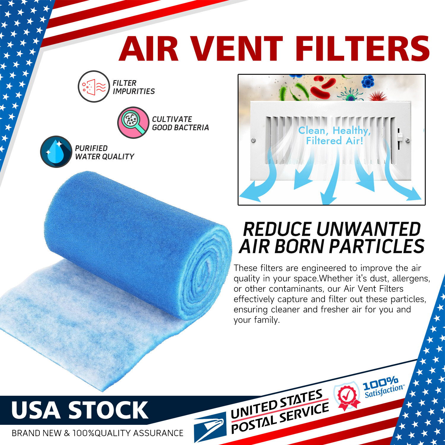 Vent Filter Air Vent Filters MERV 8 Electrostatic Triple Filtration ...