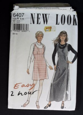 ZA0247 New Look 6407 Size 6-16 Dress Pinafore cut Sewing Pattern | eBay ...