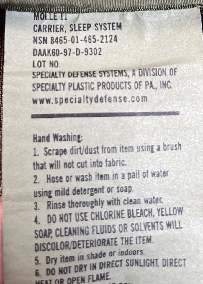 Oldgen 1997 SDS M81 WOODLAND SLEEP SYSTEM CARRIER MOLLE II - USED COND ...