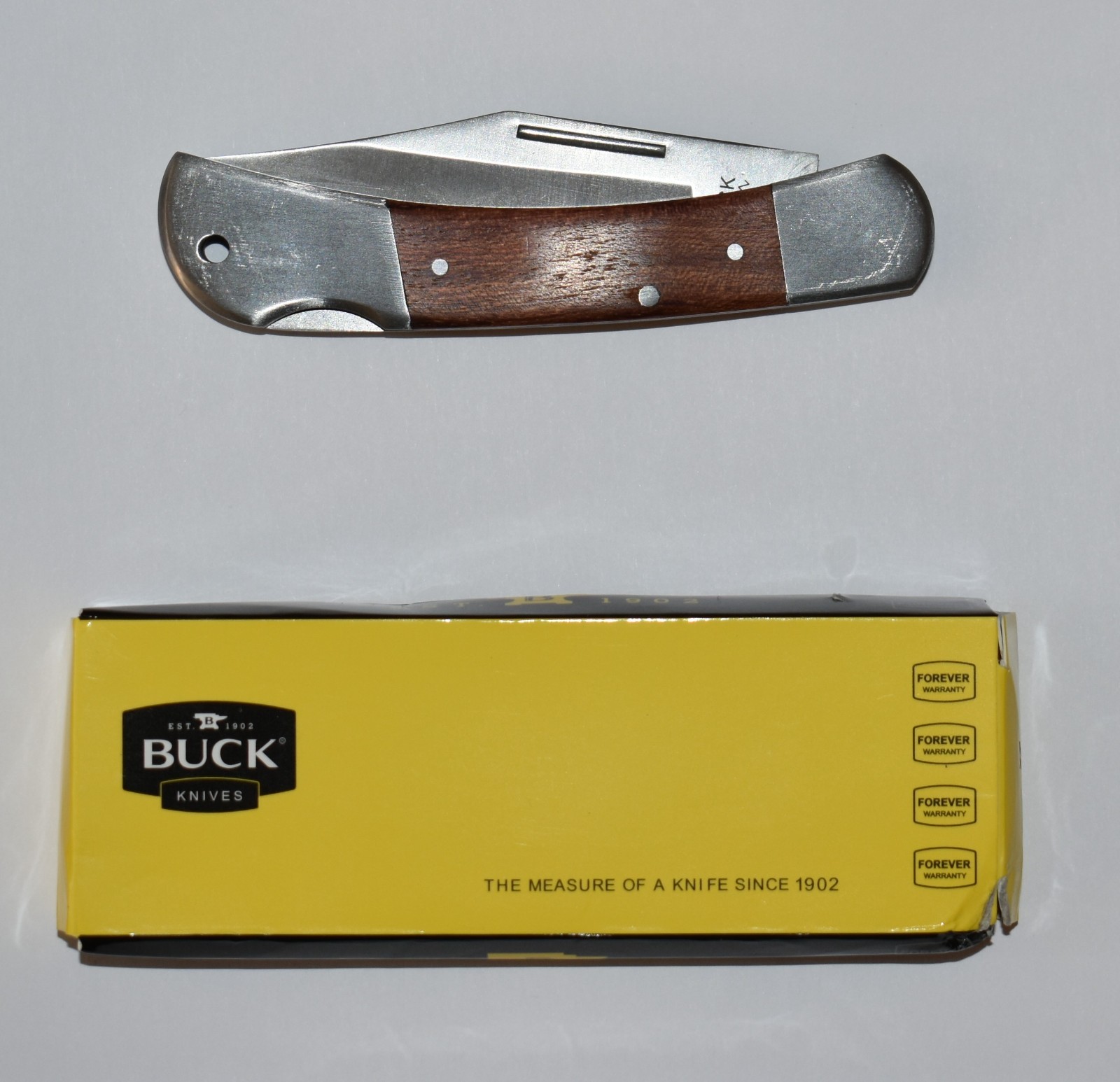 Buck Knife 110 USA Hunting Wood Handle with Lock Back Folding Knife ...