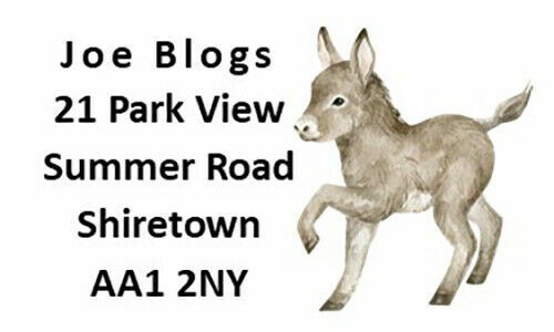 84 X Hello Feder - Esel Fohlen Personalisiert mit Name & Adress ...