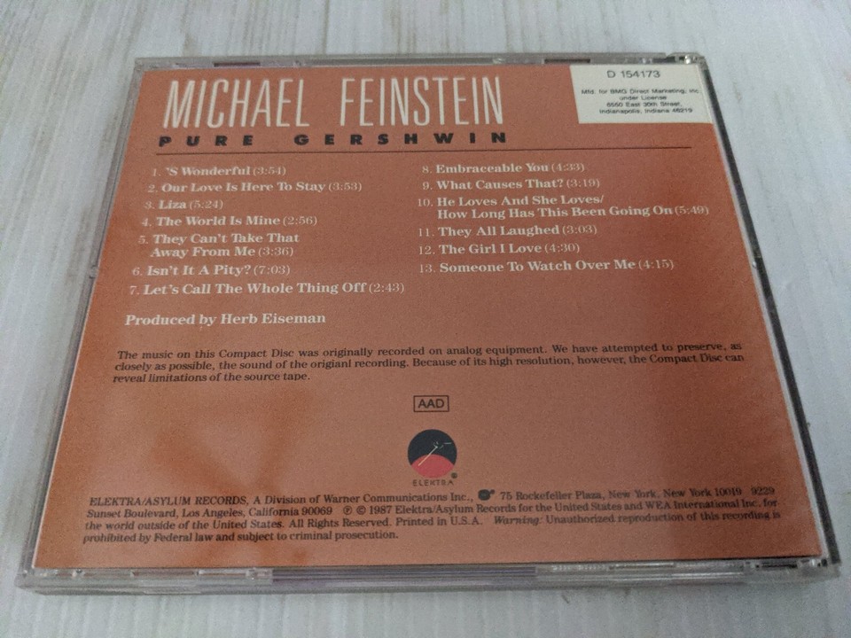 Michael Feinstein : Pure Gershwin CD (1999) 75596074223| eBay