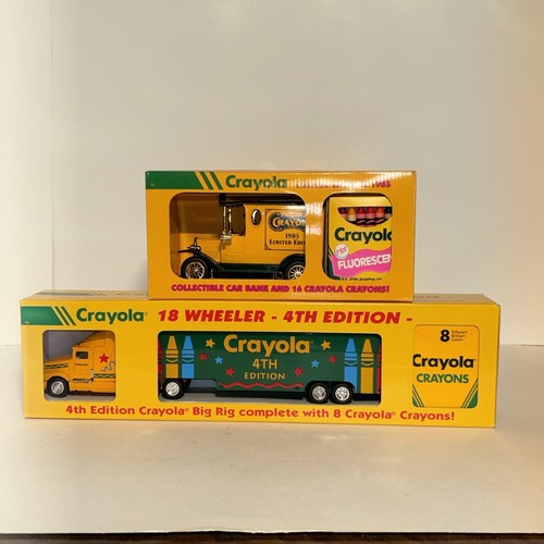 Crayola 18 Wheeler w/8 Crayons & Car Bank w/16 Fluorescent Crayons NIB ...