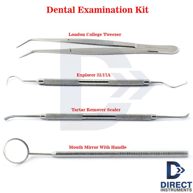 Dental Basic Examination Kit Diagnostic Mirror Tartar Remover Explorer ...