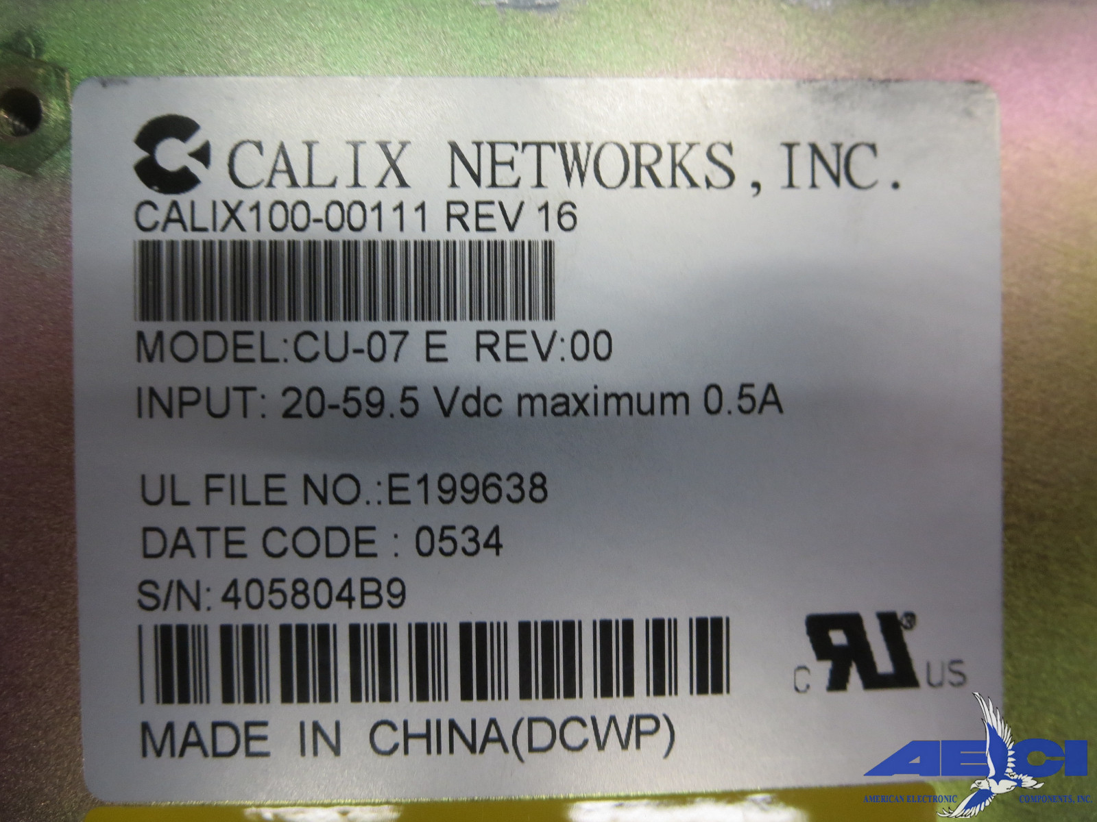 CALIX 100-00111 MODEL CU-07 E ALARM CONTROL UNIT | eBay