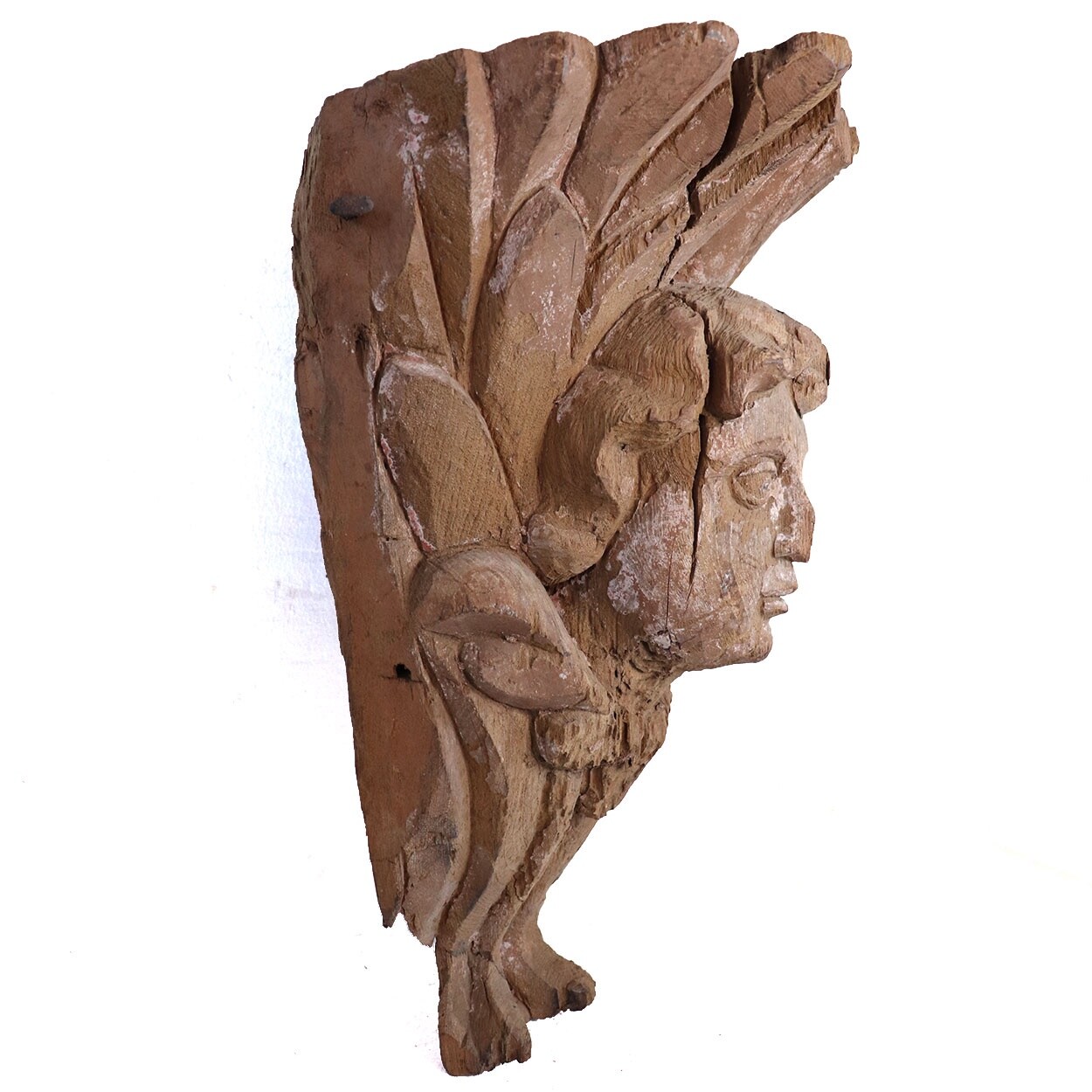 Antique Indo-Portuguese Baroque Teak Angel Mask Architectural Carving ...