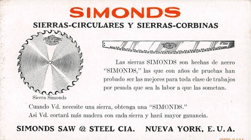 SIMONDS SAW CO OF FITCHBURG, MA ~ ADV BLOTTER FOR THEIR CIRCULAR ...