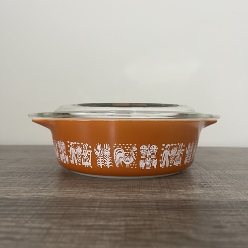 RARE Vintage Pyrex White on Orange Amish Butterprint Casserole Dish W ...