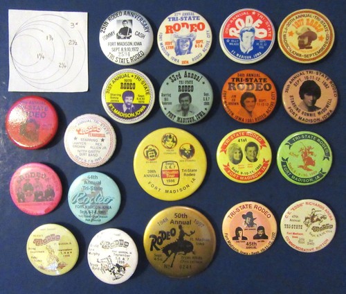 FT. FORT MADISON, IA. pinback TRI STATE RODEO - Lot of 20 pinbacks ...