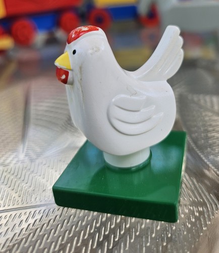Vtg Lego Duplo WHITE CHICKEN HEN ROOSTER for FARM FARMER House Animal ...
