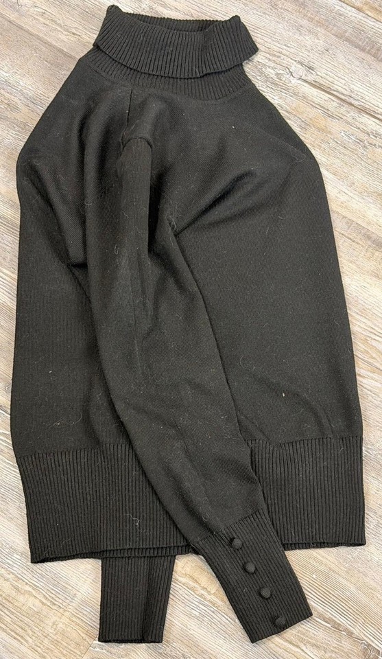 CUPIO Women’s Solid Black Knitted Long Sleeve Turtleneck Buttoned Cuff ...