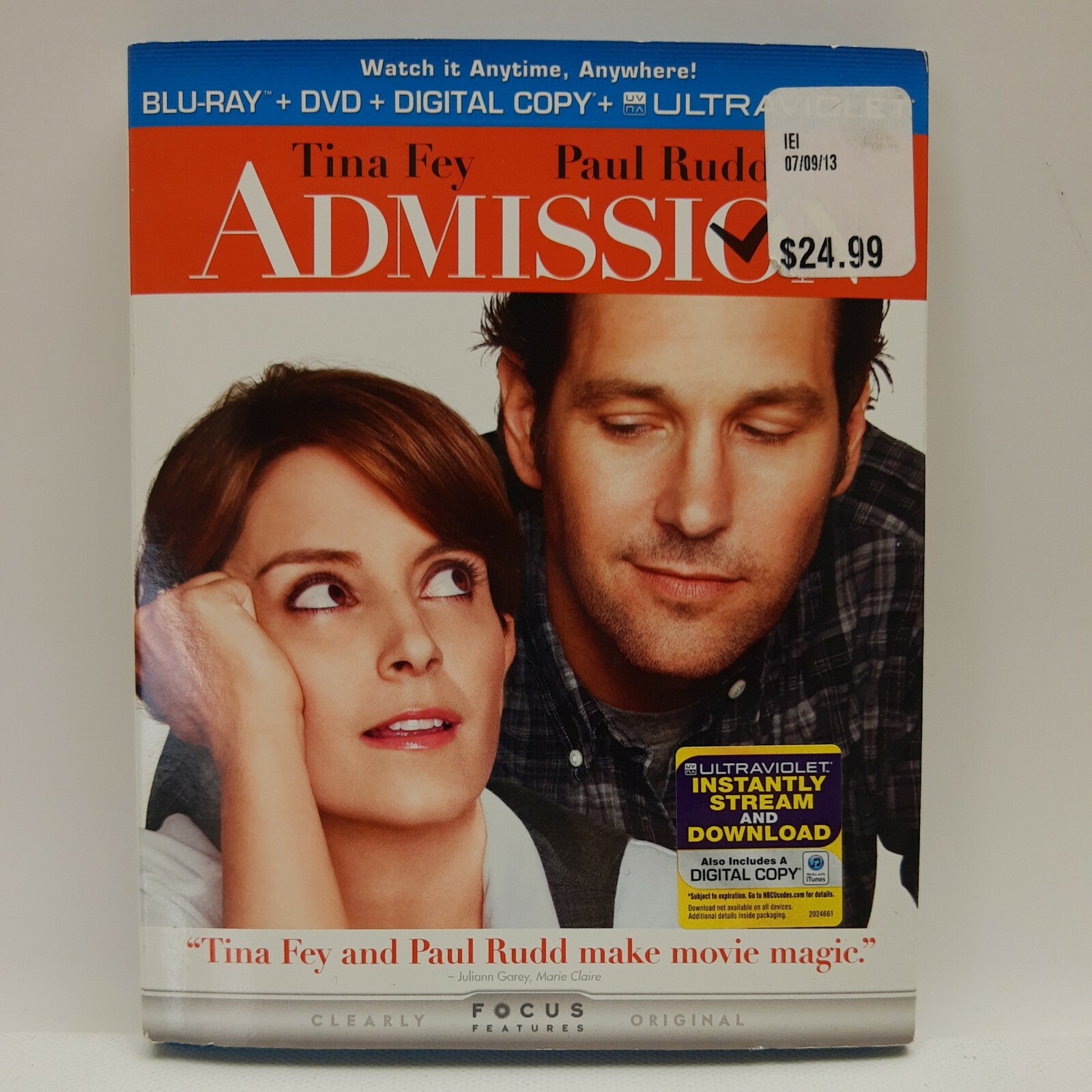 Admission (Blu-Ray + DVD 2013 2-Disc Set With Slip Cover) Tina Fey Paul Rudd 25192165283| eBay