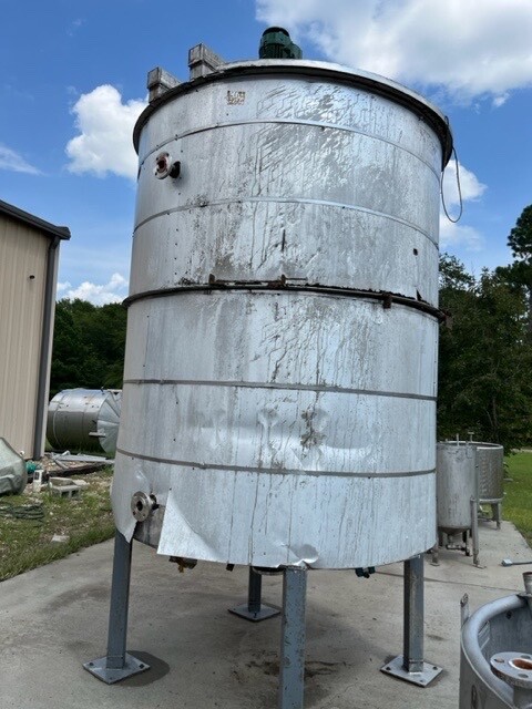 2000 Gallon 316 Stainless Steel Mixing Tank with 2” Internal Pipe Coil ...