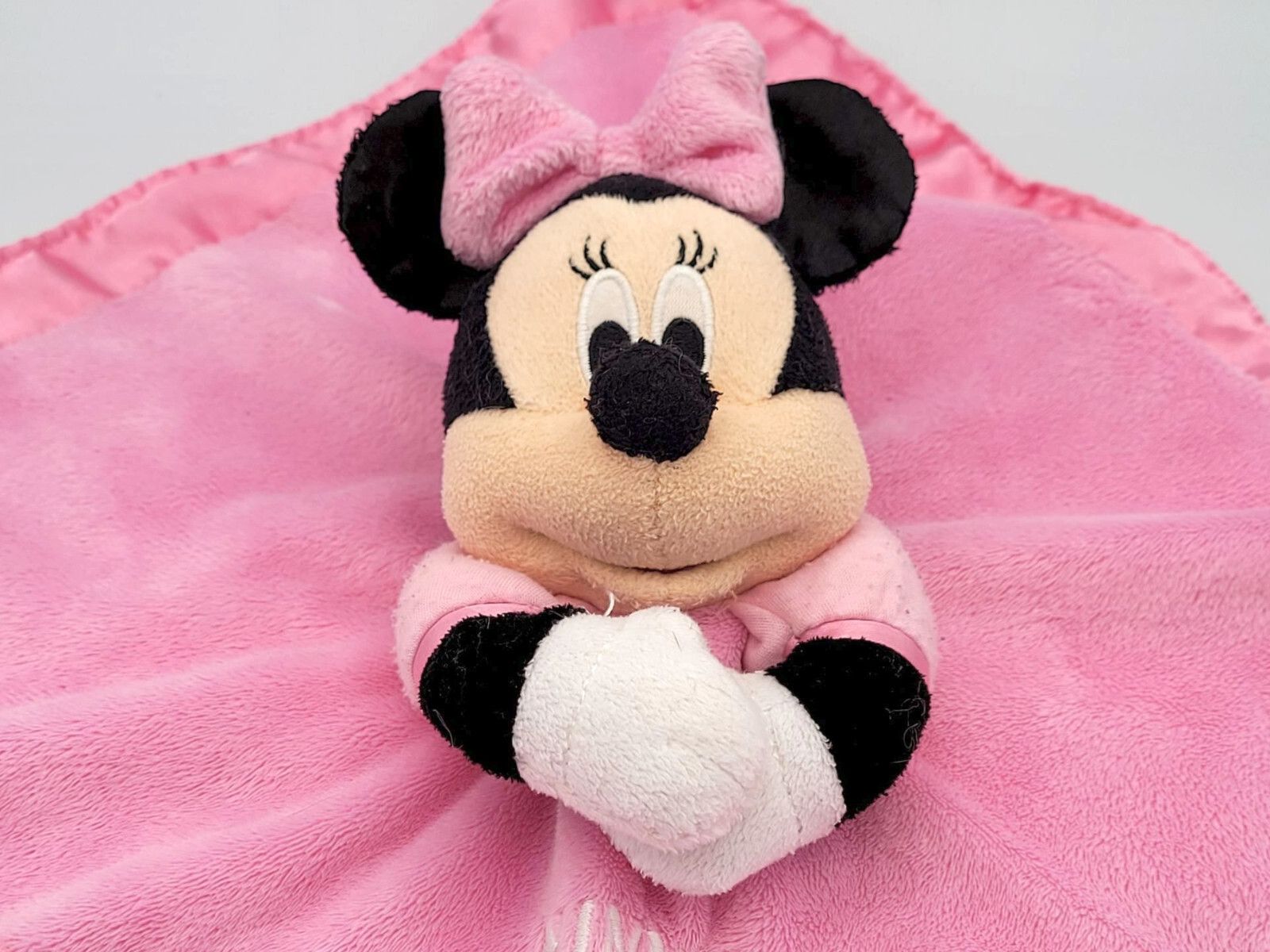 MINNIE MOUSE Rattle Lovey Security Blanket Satin & Disney Junior Pop ...