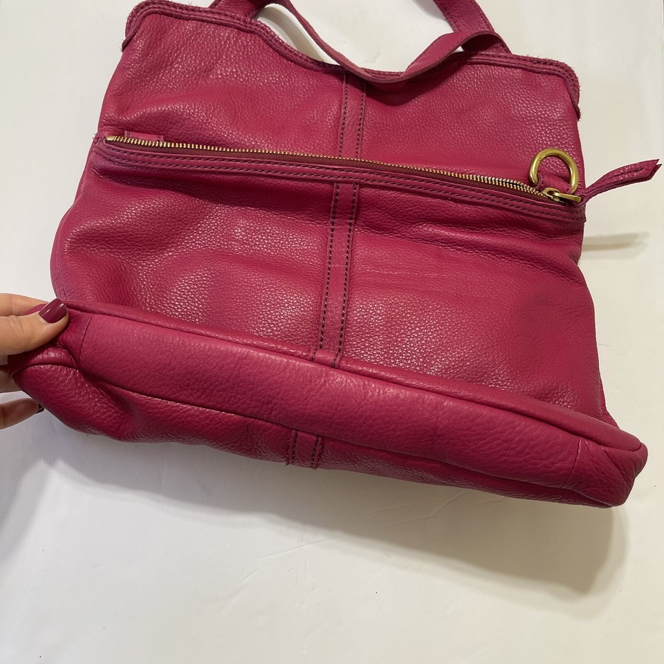 Fossil Women's Medium Burgundy Leather Designer Cross Body Bag Multiple ...