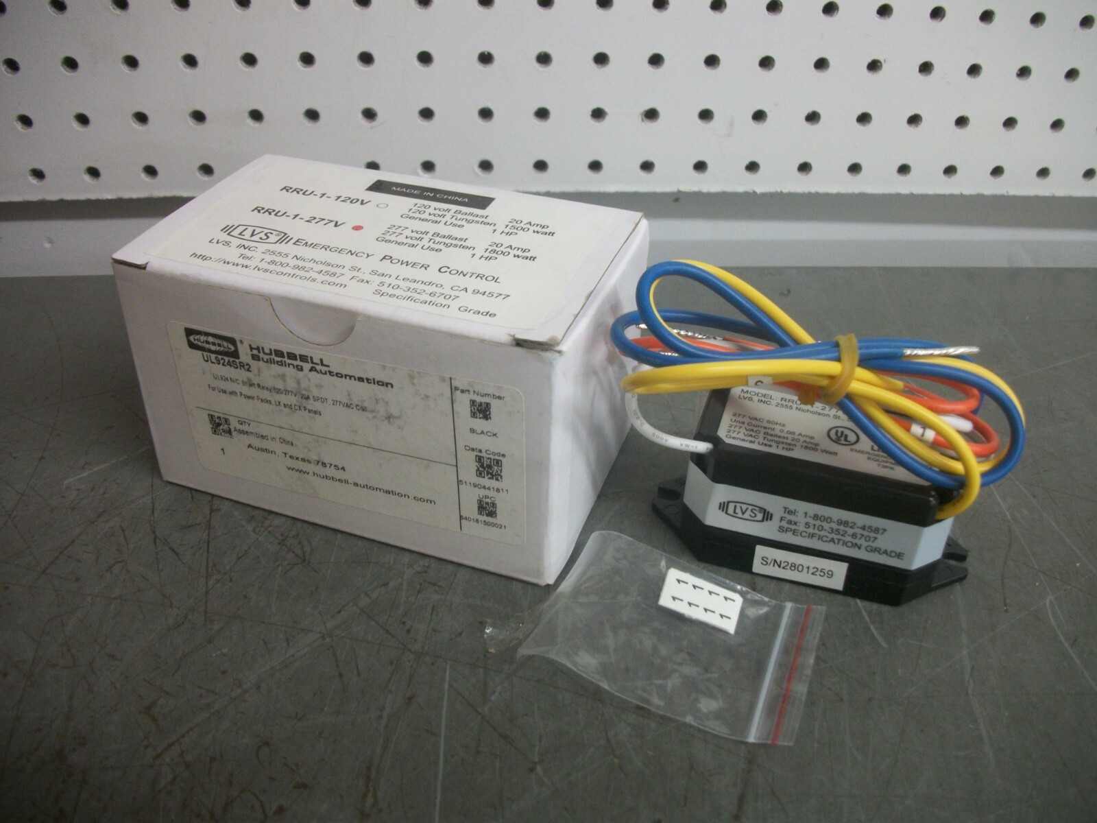 HUBBELL RRU-1-277V UL924 N.C. SHUNT RELAY UL924SR2 20AMP 277VCOIL NIB ...