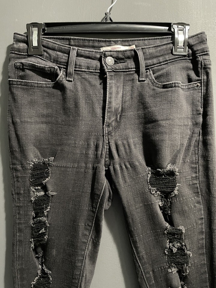 Levi's 711 Skinny Jeans Women's Black Size 27 Dark Wash Stretch Denim ...