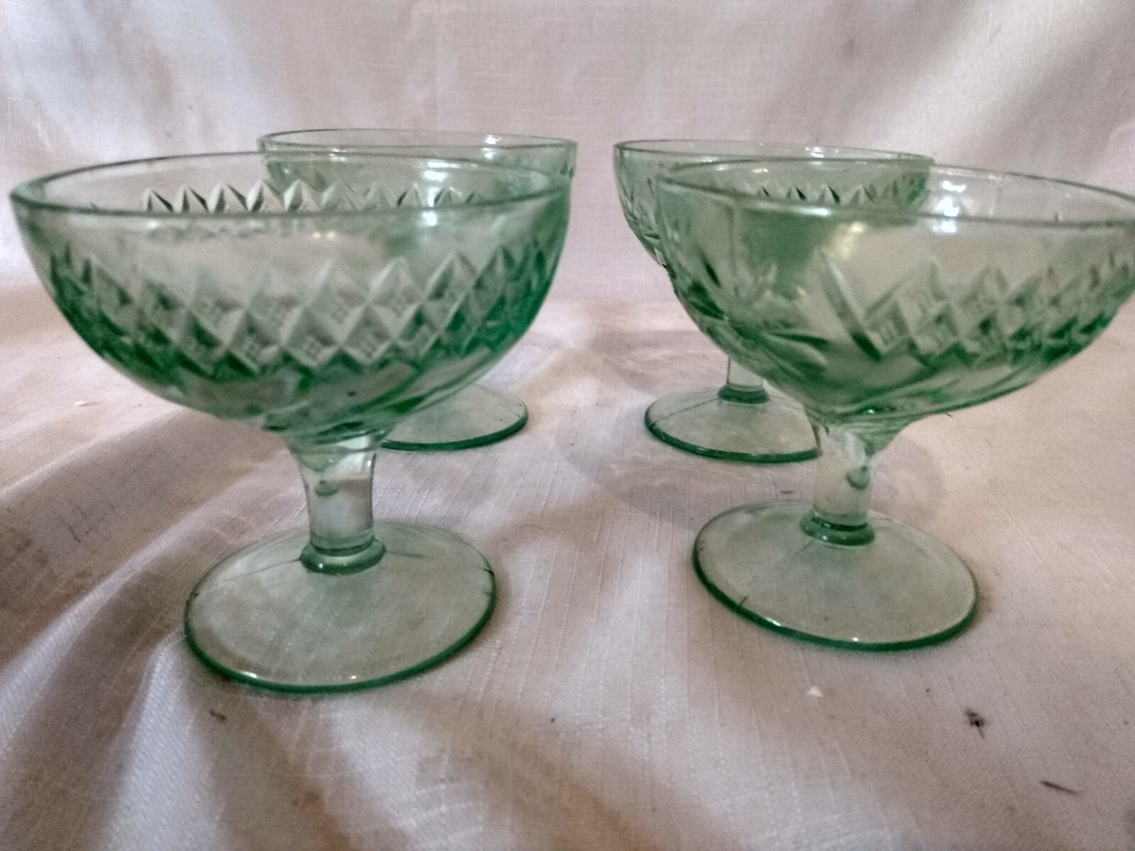 vintage green depression glass sherbert Bowls, Set Of 4 | eBay