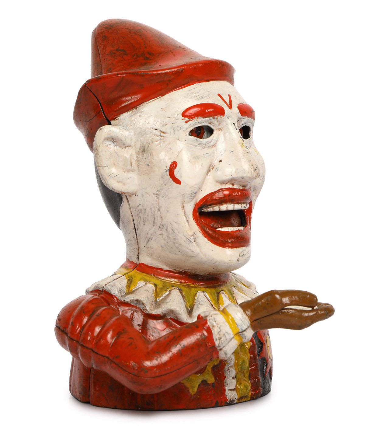 ANTIQUE / VINTAGE STYLE CAST IRON Humpty Dumpy Clown MECHANICAL BOX ...