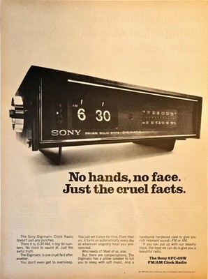Sony 8FC-69W FMAM Clock Radio No hands-1968 Vintage Print Ad | eBay