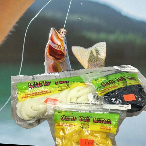Tackle Grub Fishing Lures Grubs Curly Tail Lot 3 Yellow Black White New ...