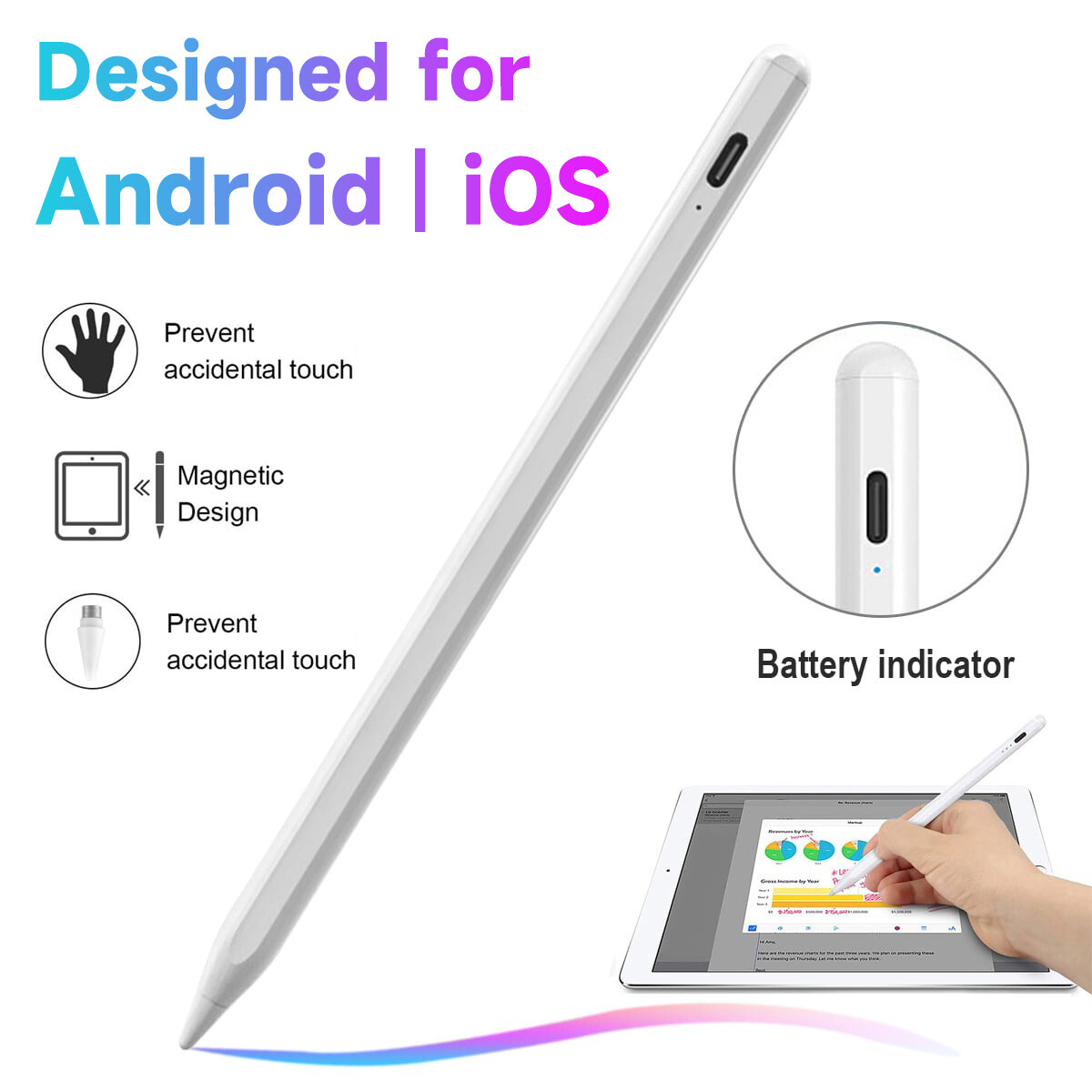 Stylus Pen Touch Screen Active Capacitive Pencil For iOS/Android/Tablet ...