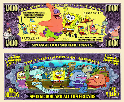 SpongeBob SquarePants Million Dollar Bill Funny Money Novelty Note ...