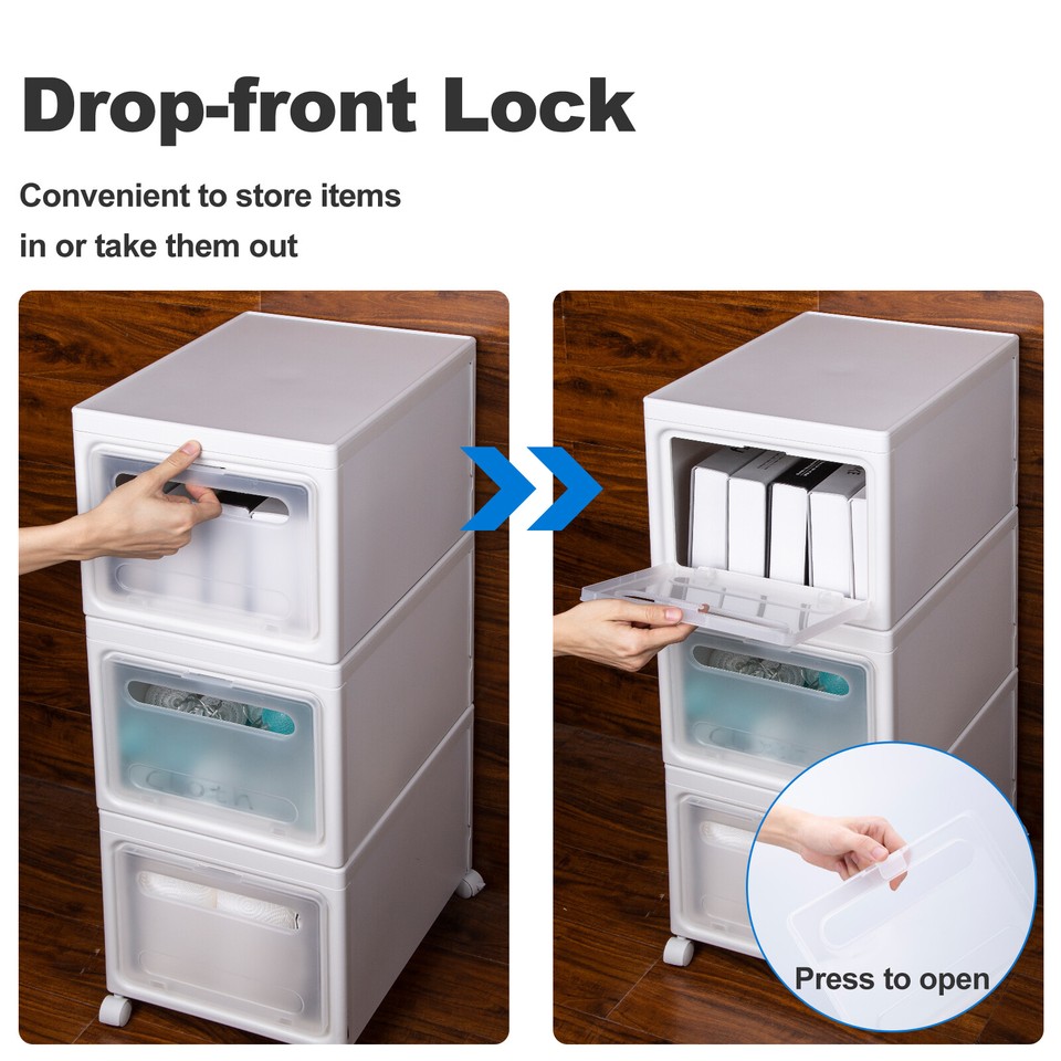 24 Gal/Set Plastic Storage Cabinet Bins Containers Stackable Clear Box ...