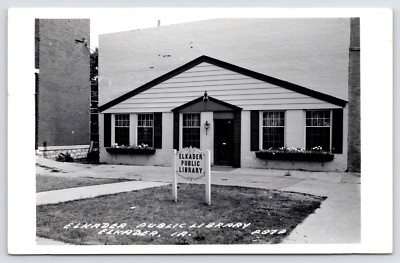 Elkader IA Public Library Sign~Sconce Lighintg~False Facade~RPPC ...