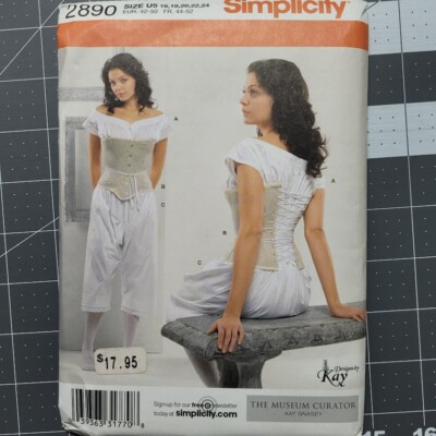 SIMPLICITY 2890 MISSES CHEMISE DRAWERS & CORSET PATTERN-UNCUT-SIZES 16 ...
