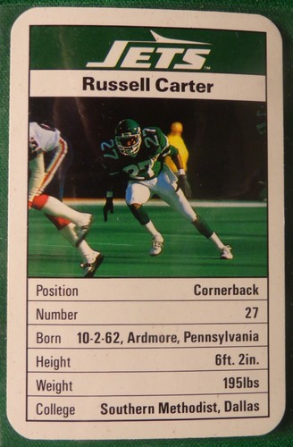 1987 English ACE football Card - Russell Carter - Jets - SMU alumni ...
