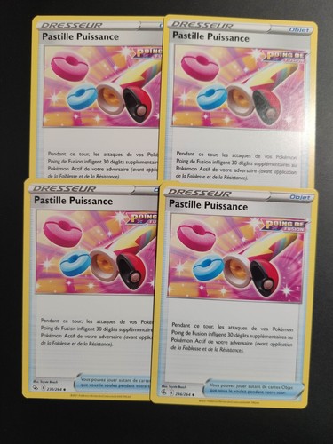 PLAYSET Pokémon 4 x Pastille Puissance 236/264 EB8 Poing de Fusion FR ...