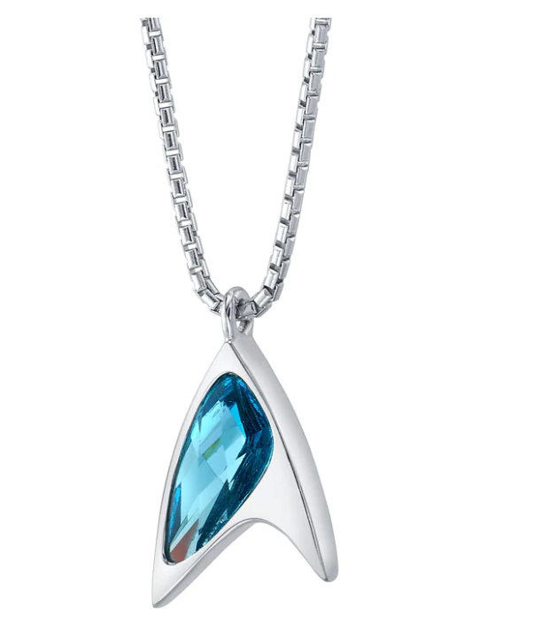 Star Trek Delta Insignia Starfleet Blue Crystal Necklace Pendant Silver ...