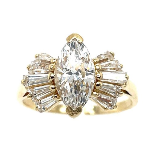 Cubic Zirconia Solitaire & Accent Ring REAL Solid 14K Yellow Gold 4.2g Size 7.25 | eBay