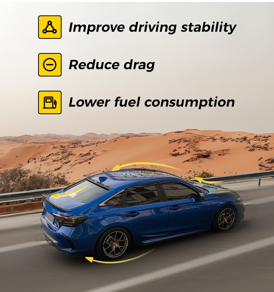 For 2021-2025 Honda Civic Sedan FE Glossy Black Rear Window Roof ...
