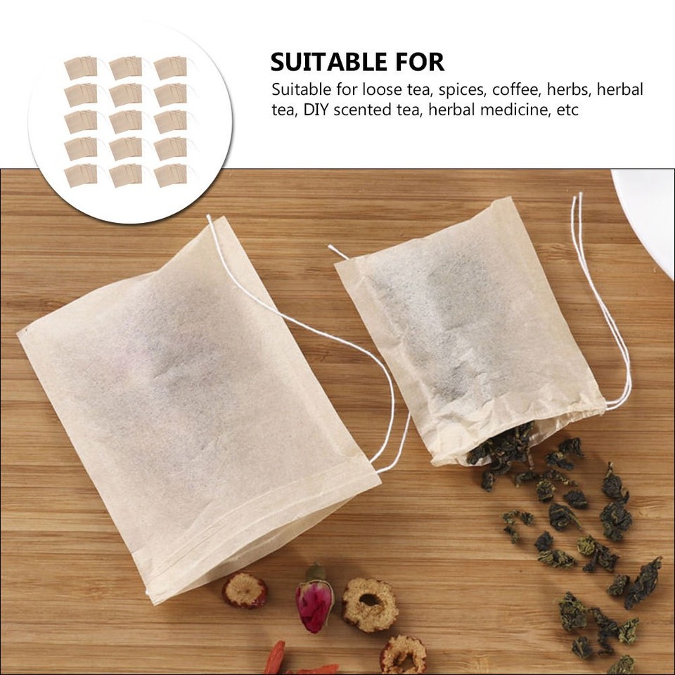 200 Pcs Paper Tea Infuser Bags Reusable Drawstring Filter For Loose ...