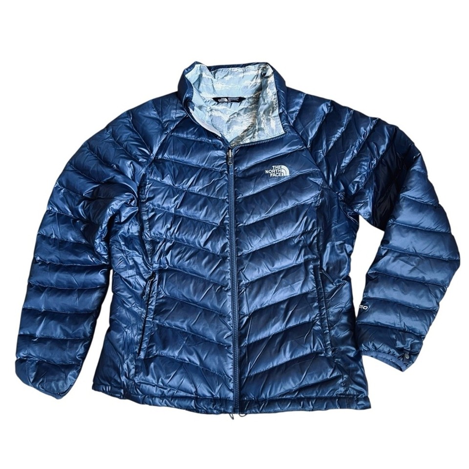 The North Face Women’s Sz L Blue Trevail Down Filled Jacket Puffer Zip ...