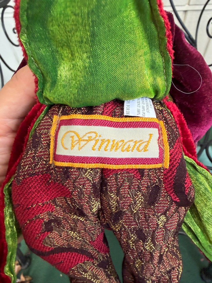 Vintage Christmas Pixie Fairy Winward Red Green Velvet Holding Garland ...