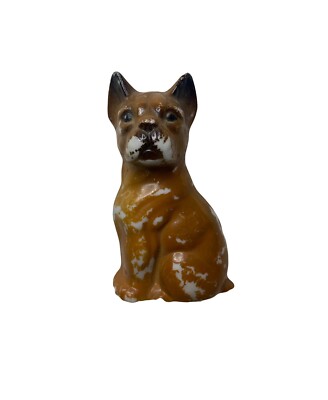 Vintage Painted Brown Bisque Terrier Or Boxer Dog Figurine | eBay