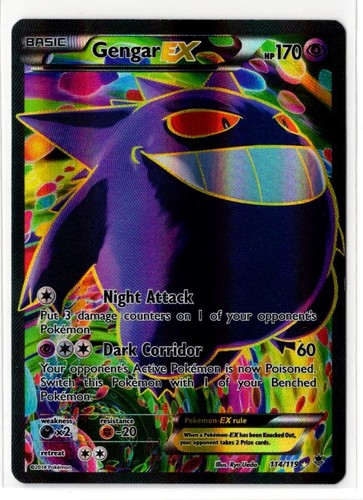 Gengar EX 114/119 Full Art Phantom Forces Ultra Rare 2014 Pokemon TCG ...