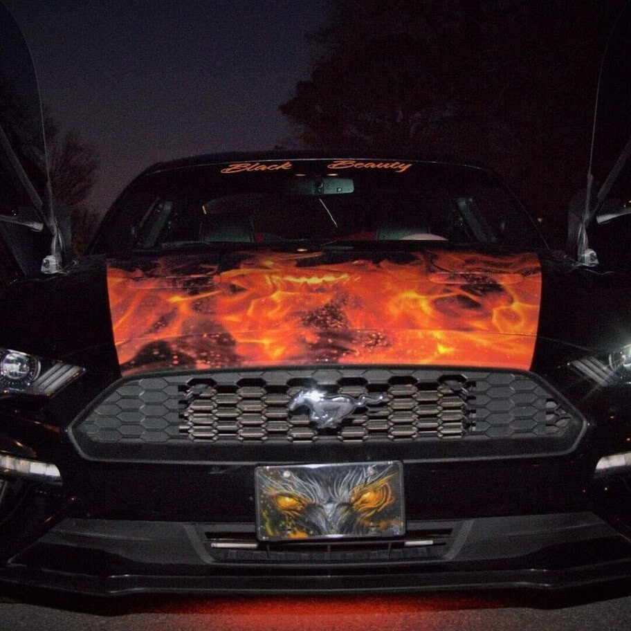 Demon in Flames Hood Wrap Decal Vinyl Sticker Full Color Graphic 51x59 ...