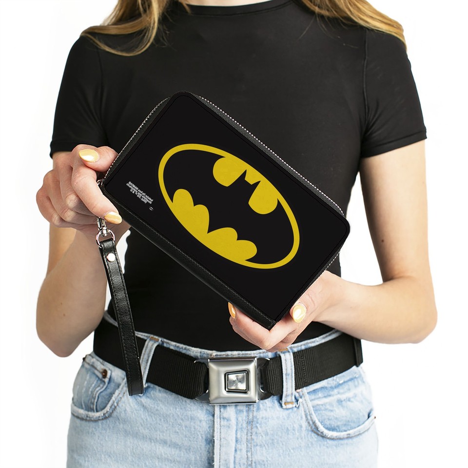 PU Zip Around Wallet Rectangle Batman Bat Logo Black/Yellow | eBay