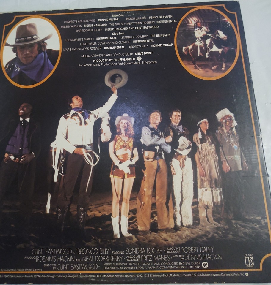 BRONCO BILLY SOUNDTRACK LP MERLE HAGGARD RONNIE MILSAP CLINT EASTWOOD ...