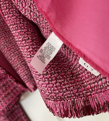 St. John Pink Multi-Color Metallic Threaded Tweed Woven Jacket Size 14 ...